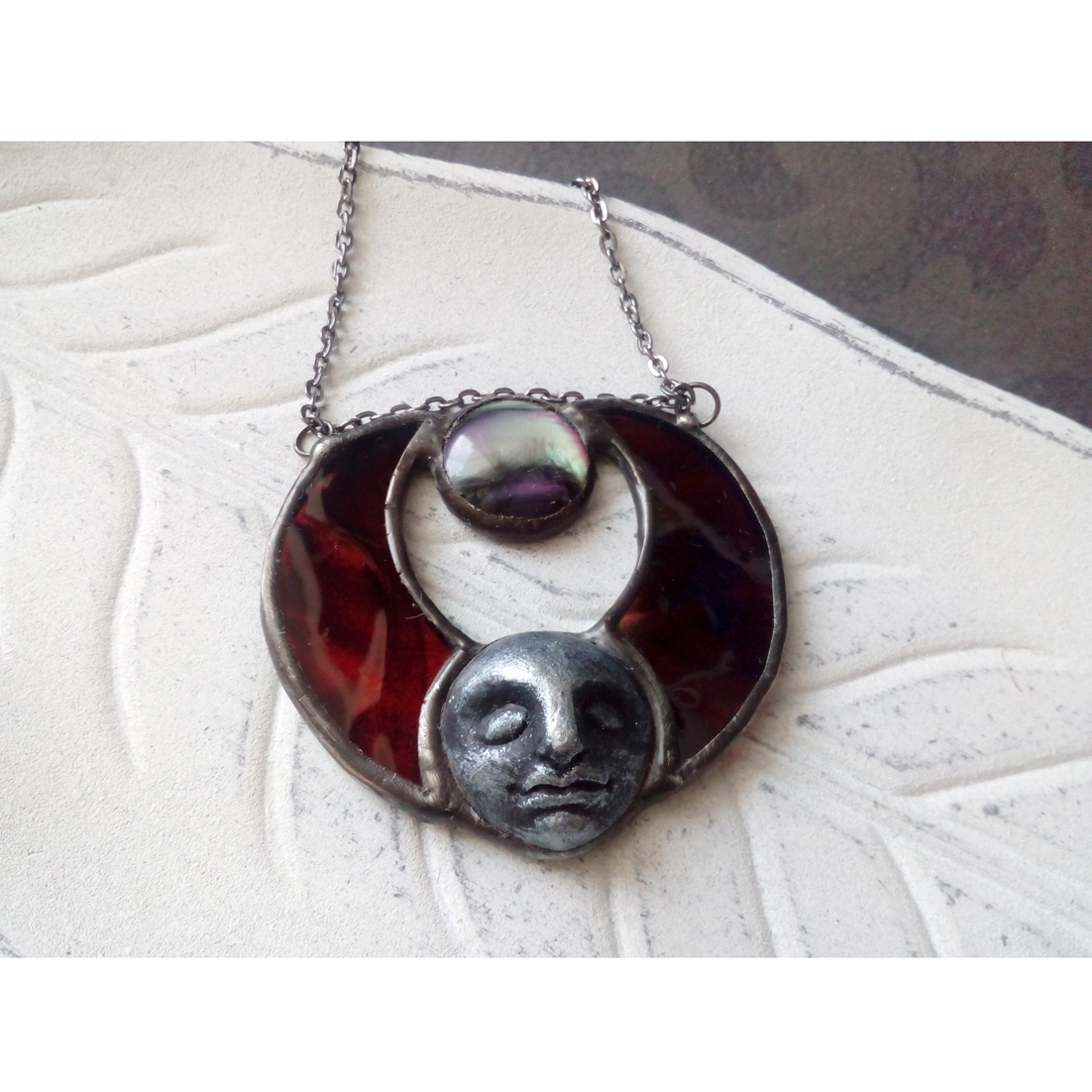 Moon crescent necklace, blood moon necklace, black lilith, - Inspire Uplift