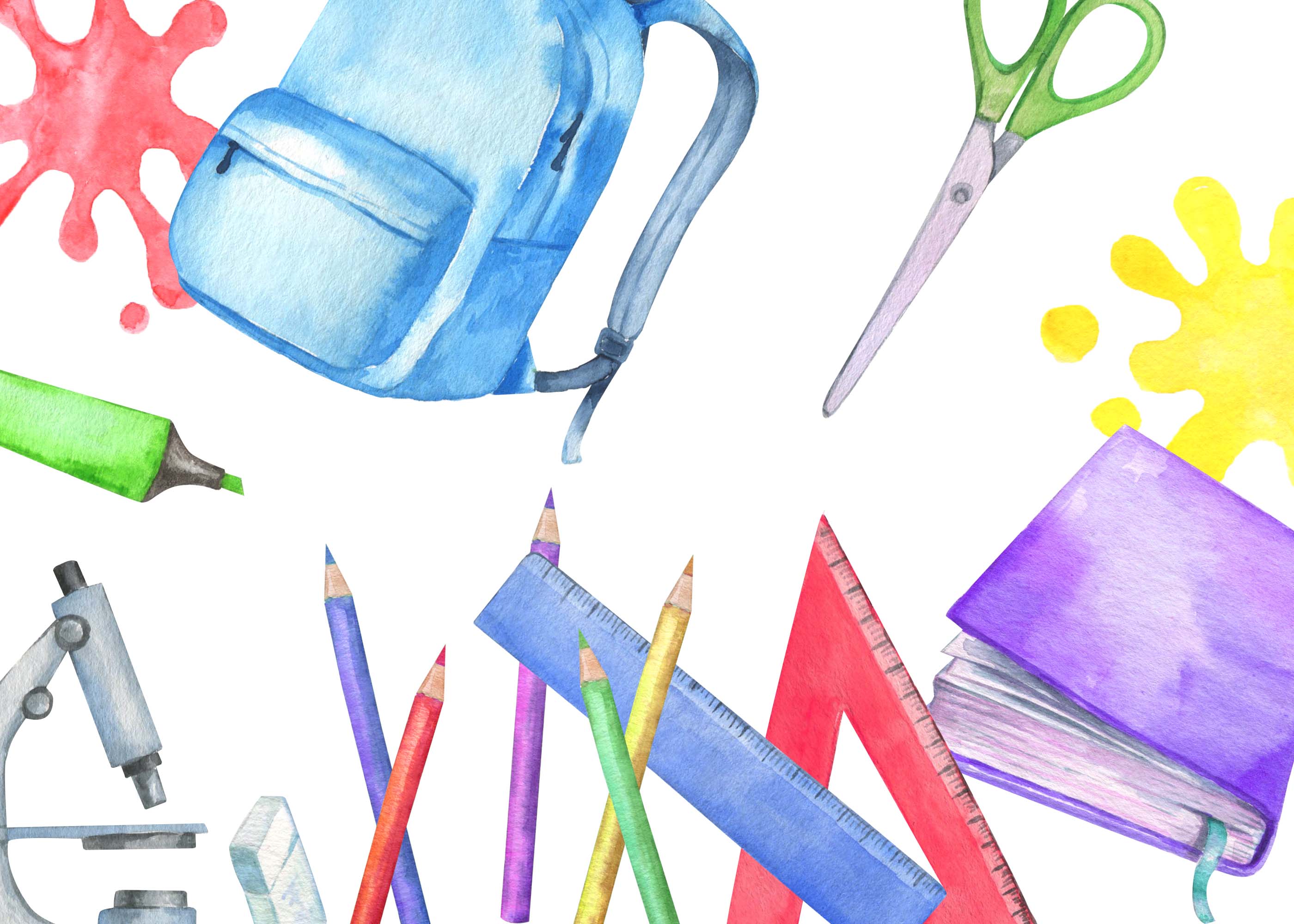 Watercolor School Clipart School Bus png school supplies cli - Inspire ...
