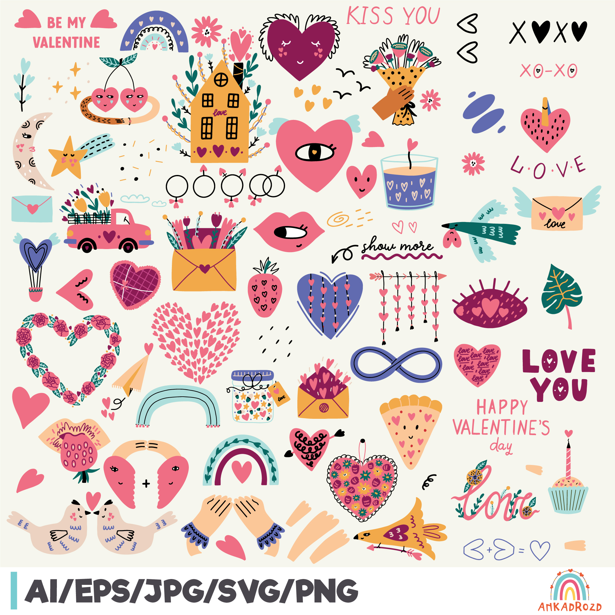 Valentines Day Vector Clipart | Love element | Anka Drozd | Inspire Uplift