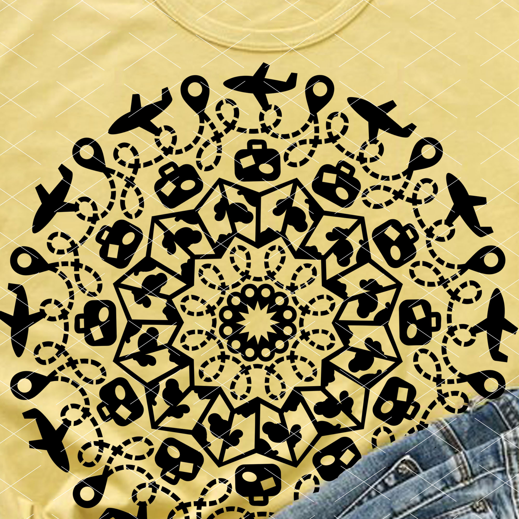 Mandala travel by plane Airbus Airport Vacation mode print H | Inspire ...