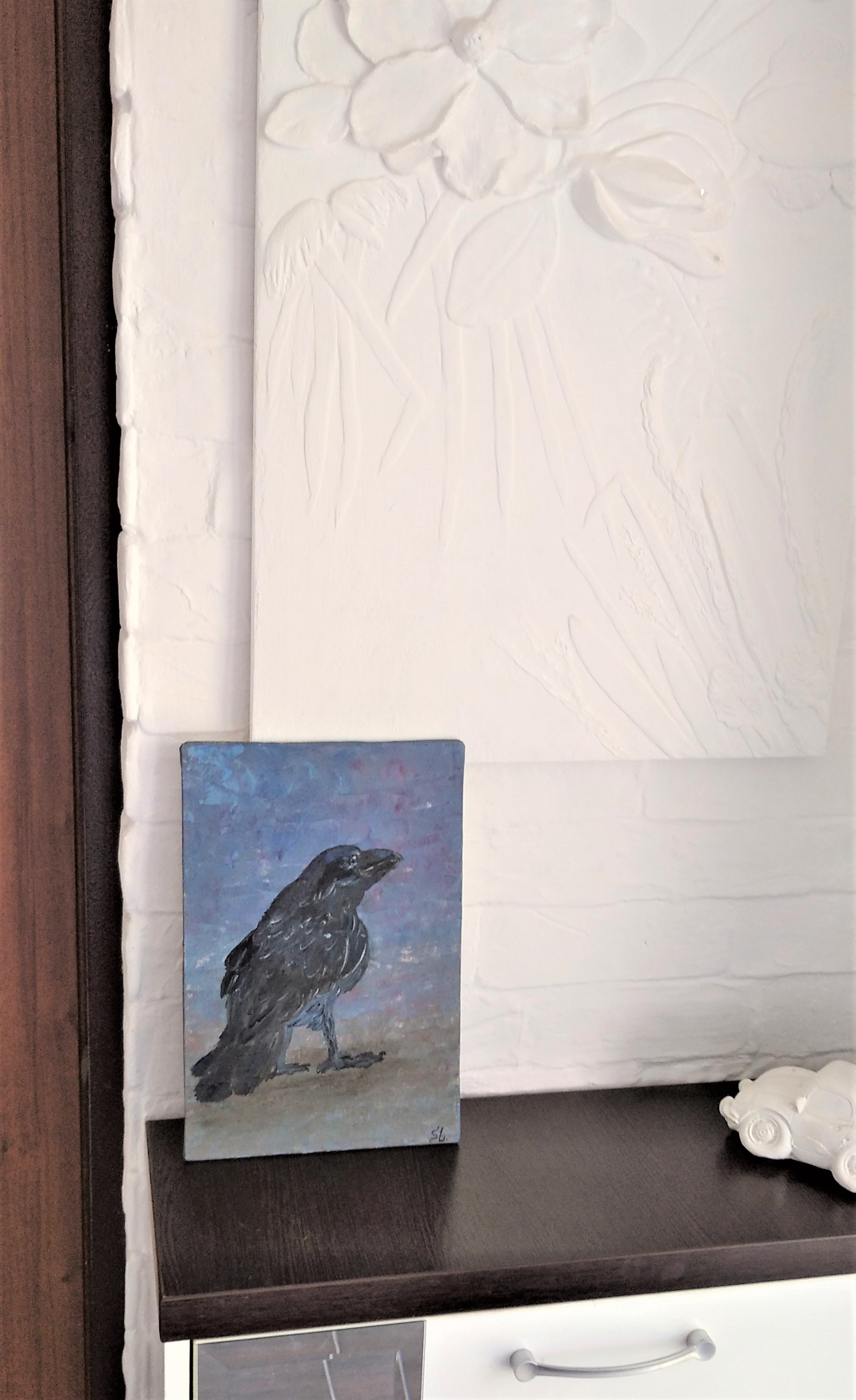 Bird Raven Oil Painting Original Art Young Raven Black Bird - Inspire ...