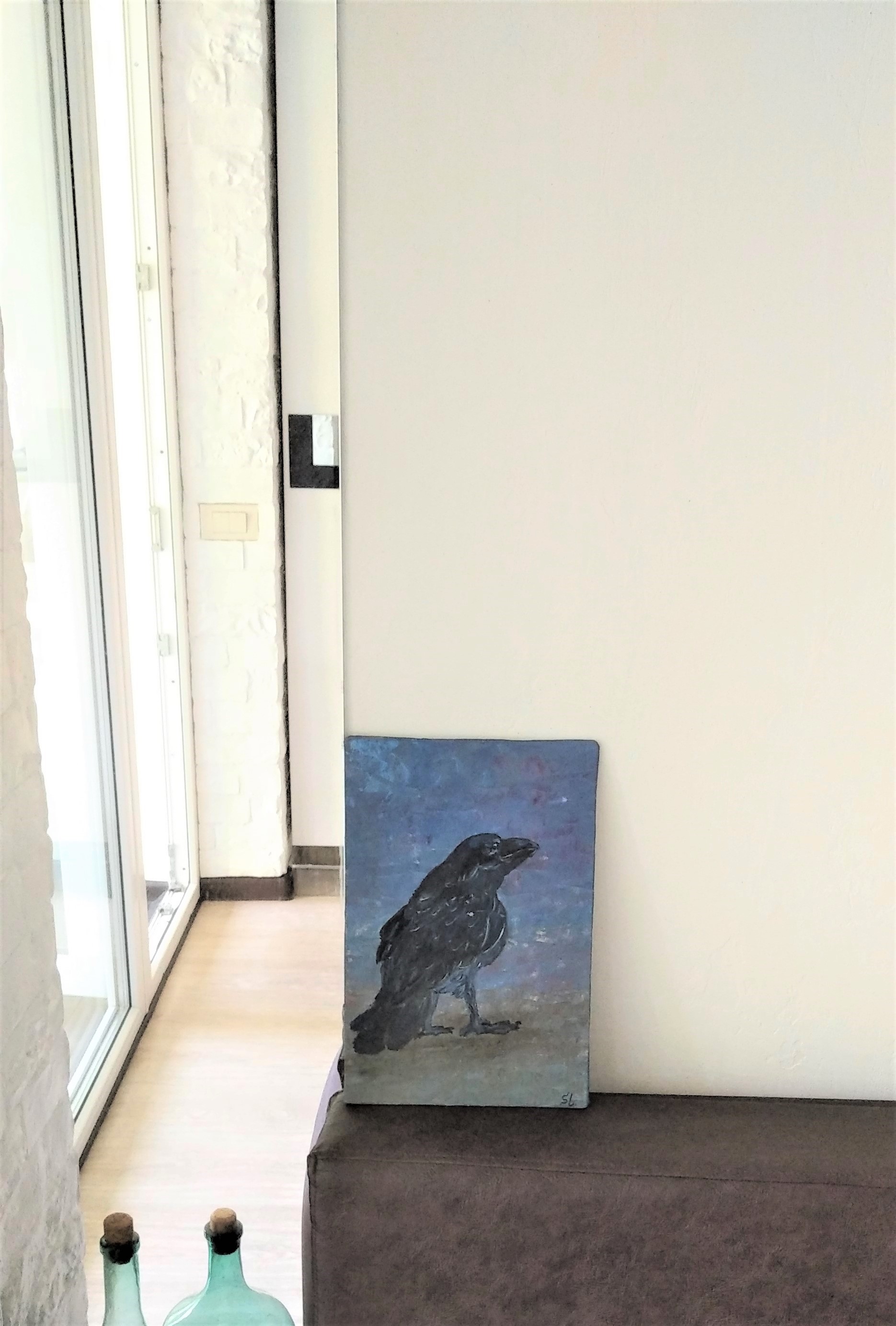 Bird Raven Oil Painting Original Art Young Raven Black Bird - Inspire ...