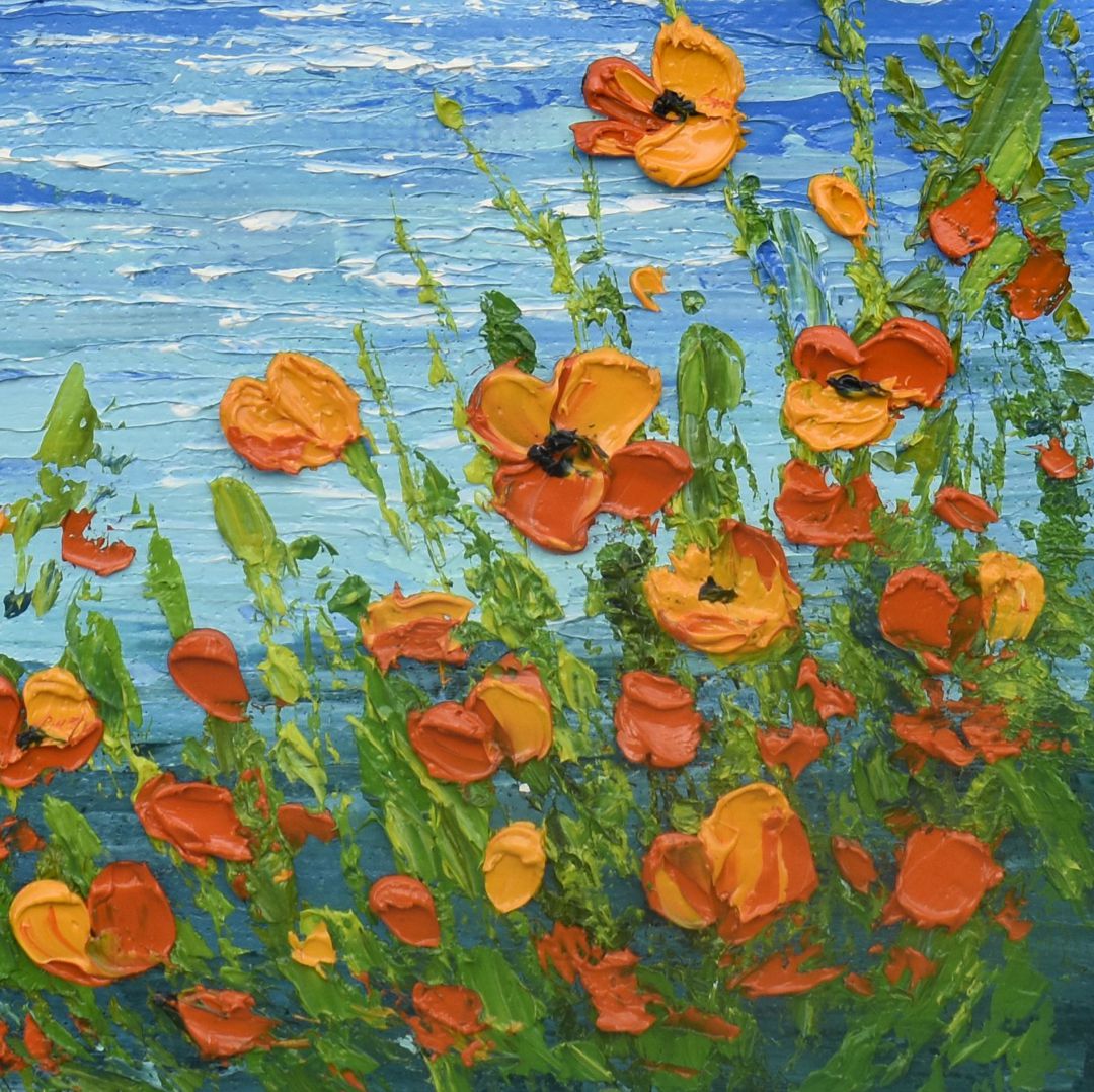 California poppies art Seascape Original art Seascape painti - Inspire ...
