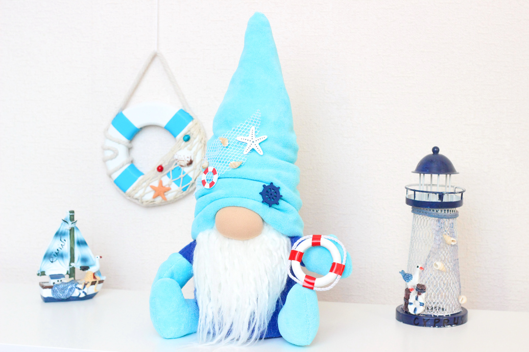 Ocean Blue Gnome with nautical life ring / Beach decor for n - Inspire ...