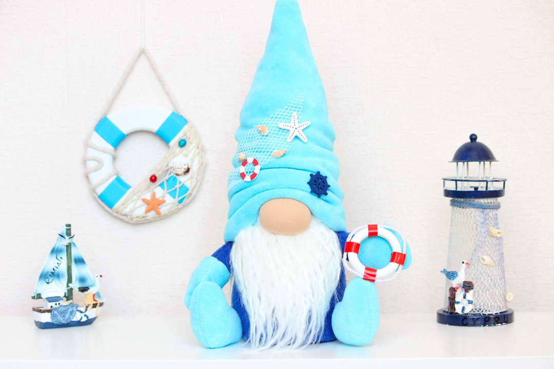 Ocean Blue Gnome with nautical life ring / Beach decor for n - Inspire ...
