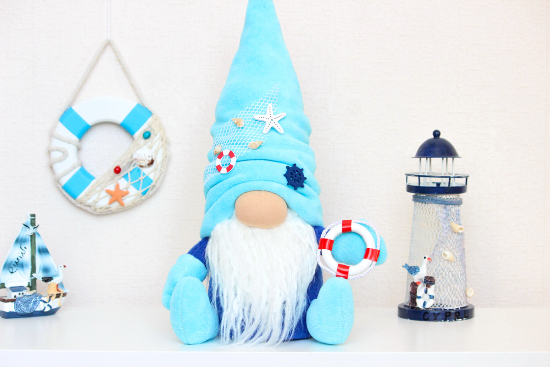 Ocean Blue Gnome with nautical life ring / Beach decor for n - Inspire ...