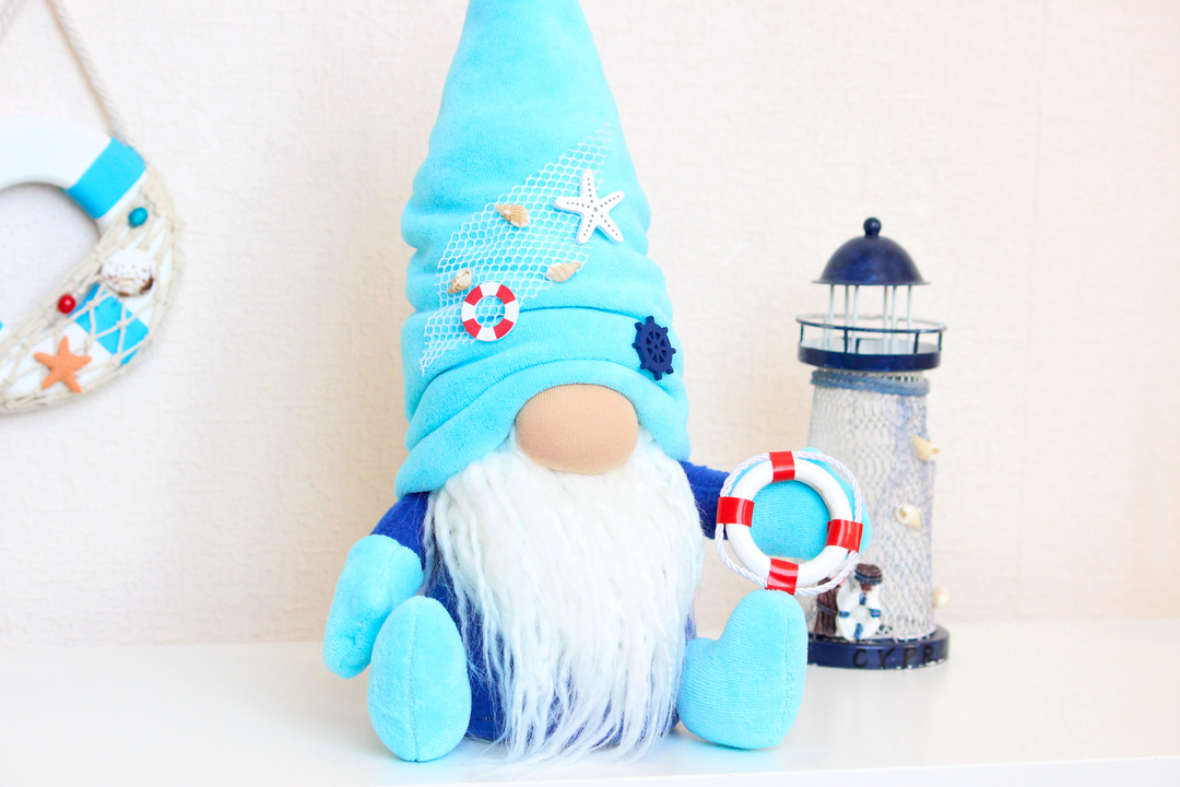 Ocean Blue Gnome with nautical life ring / Beach decor for n - Inspire ...