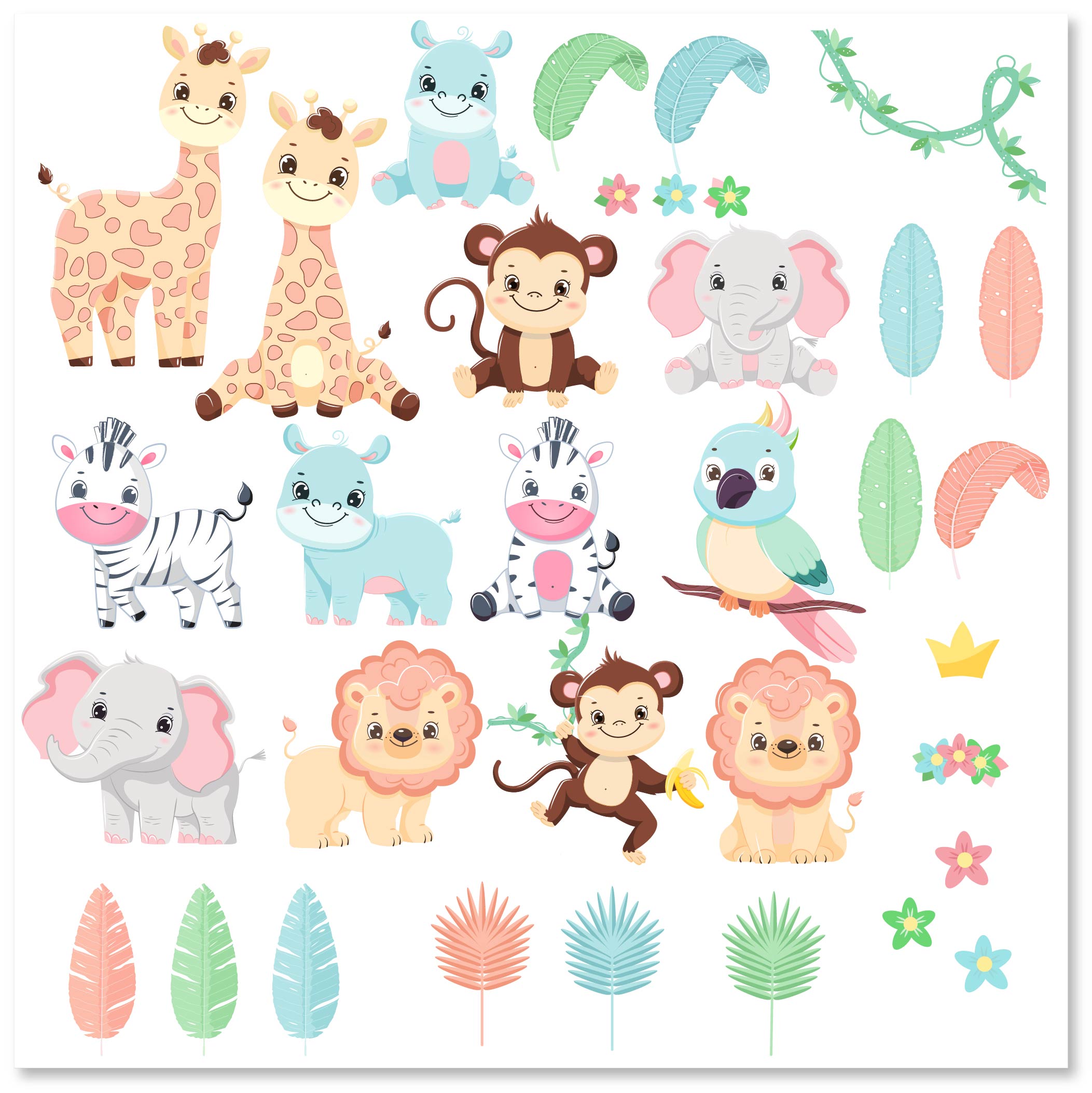 Jungles cute babies animals PNG clip art - Inspire Uplift