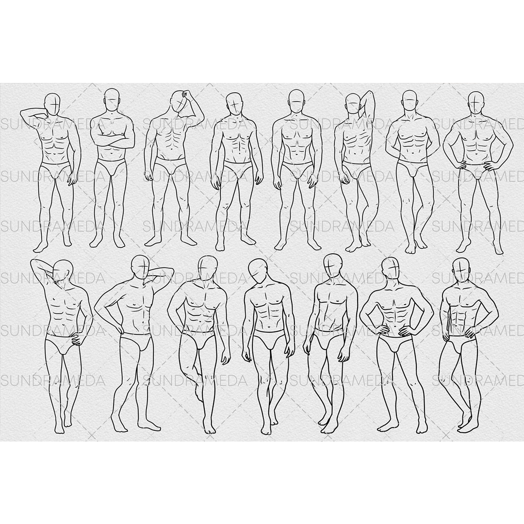 45 Men Body Poses Procreate Brushes - Inspire Uplift