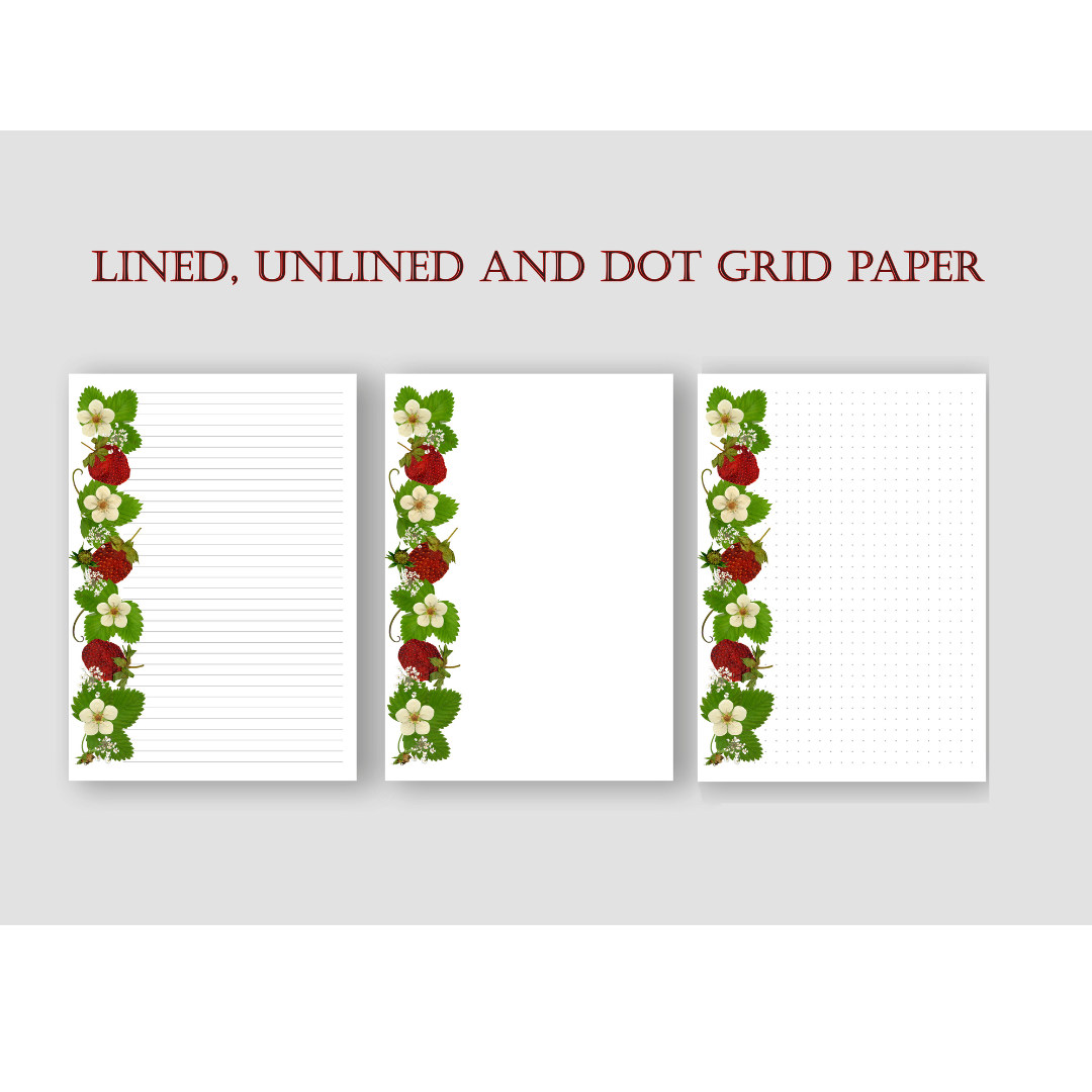 Strawberries Letter Writing Paper, Stationery Paper, Printa - Inspire ...
