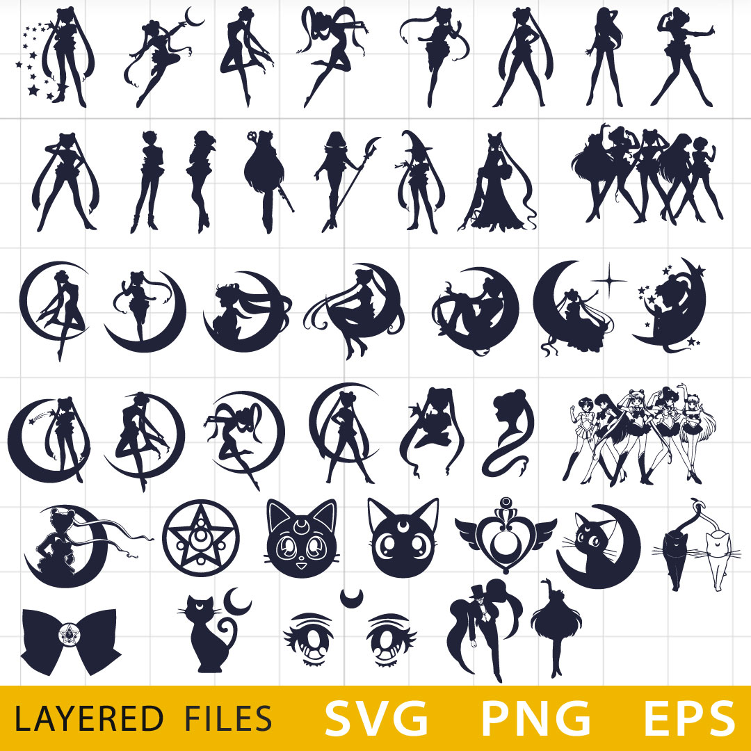 Sailor Moon Bundle Layered SVG, Sailor Moon Cricut file, Sai | Inspire ...