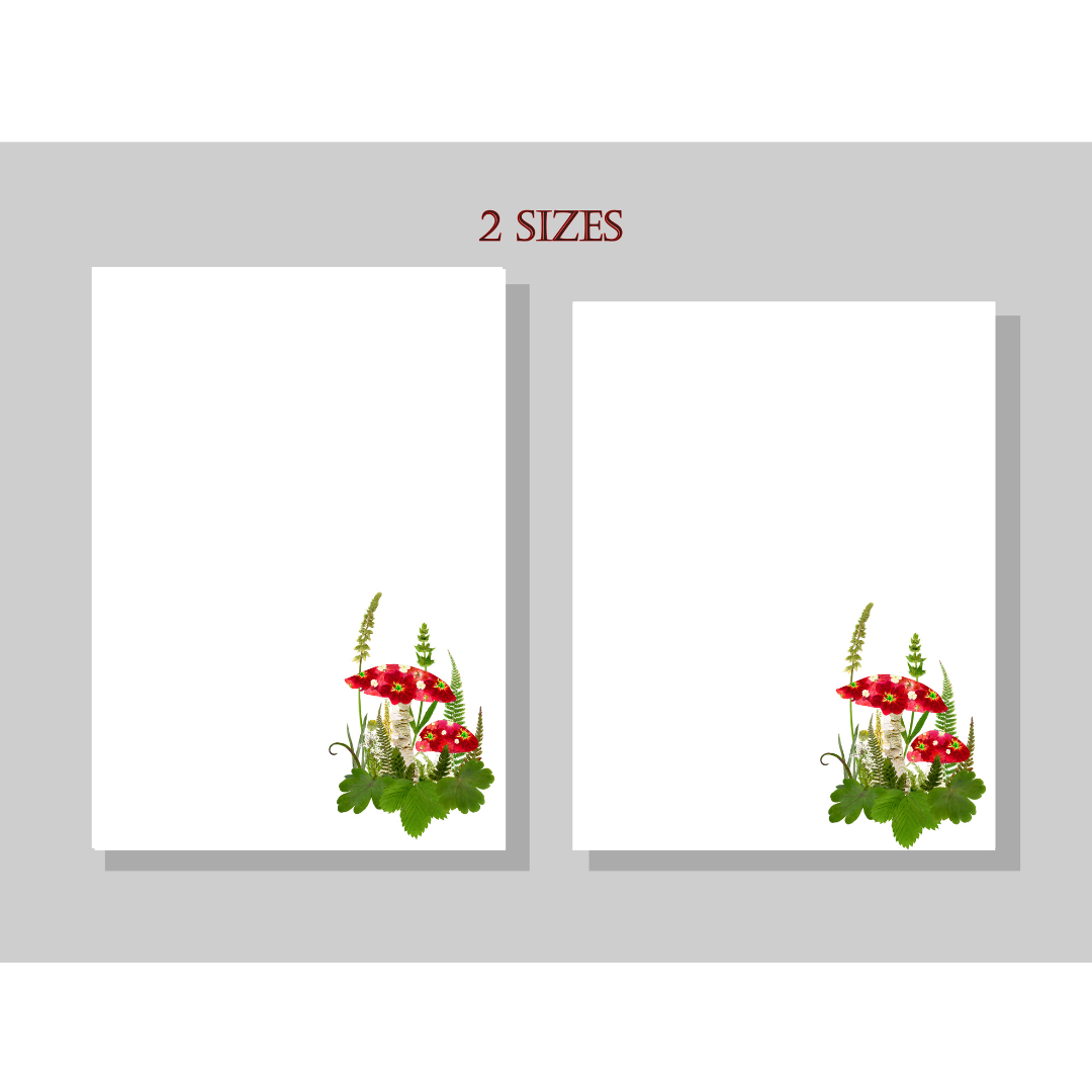 Mushrooms Letter Writing Paper, Digital Stationery Paper - Inspire Uplift