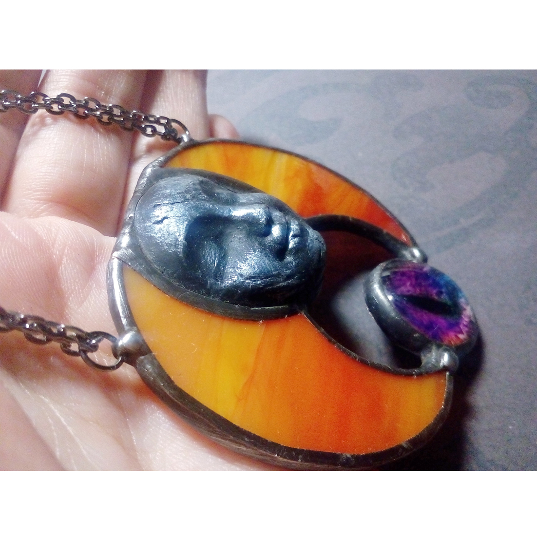 Moon crescent necklace, blood moon necklace, black lilith, - Inspire Uplift