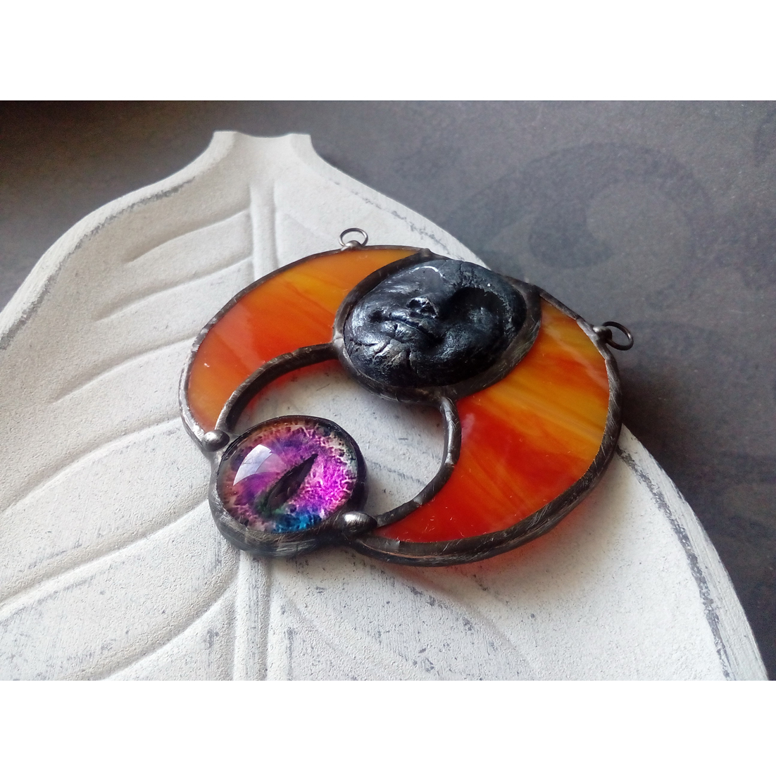 Moon crescent necklace, blood moon necklace, black lilith, - Inspire Uplift