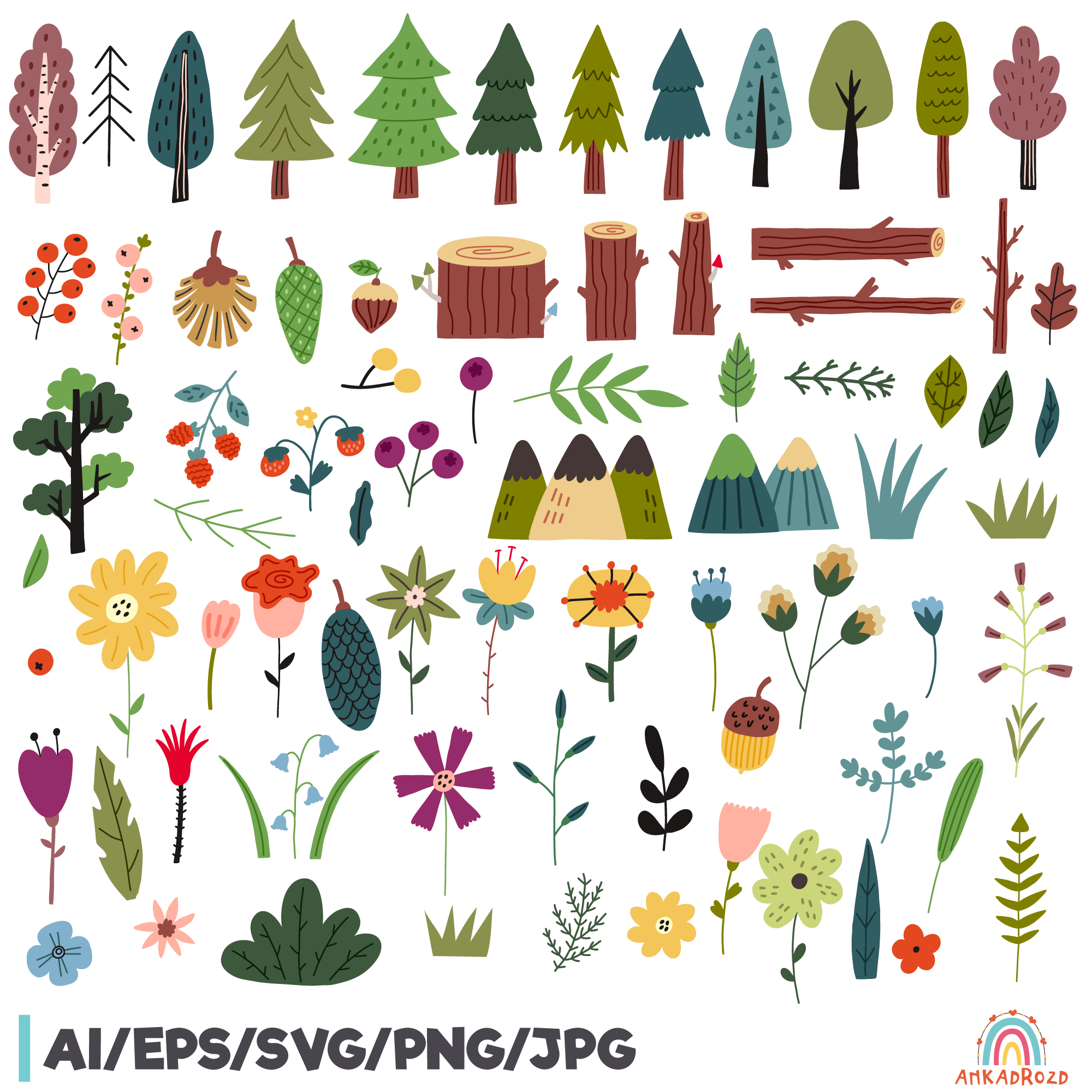 Forest Nature Decor Element Clipart | Vector art |Anka Drozd | Inspire ...