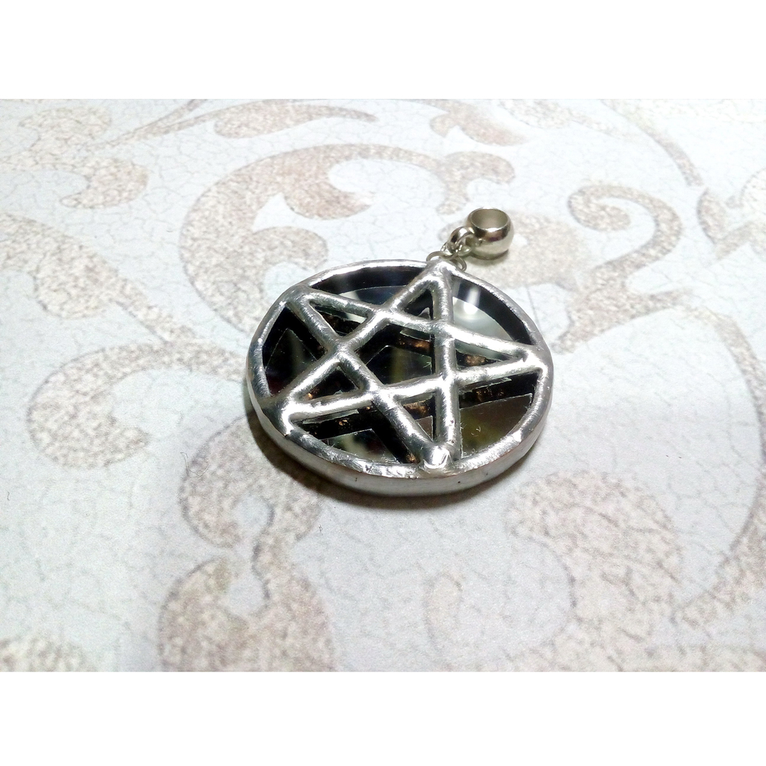 Glass Pentagram pendant, pentacle star necklace, mirror star - Inspire ...