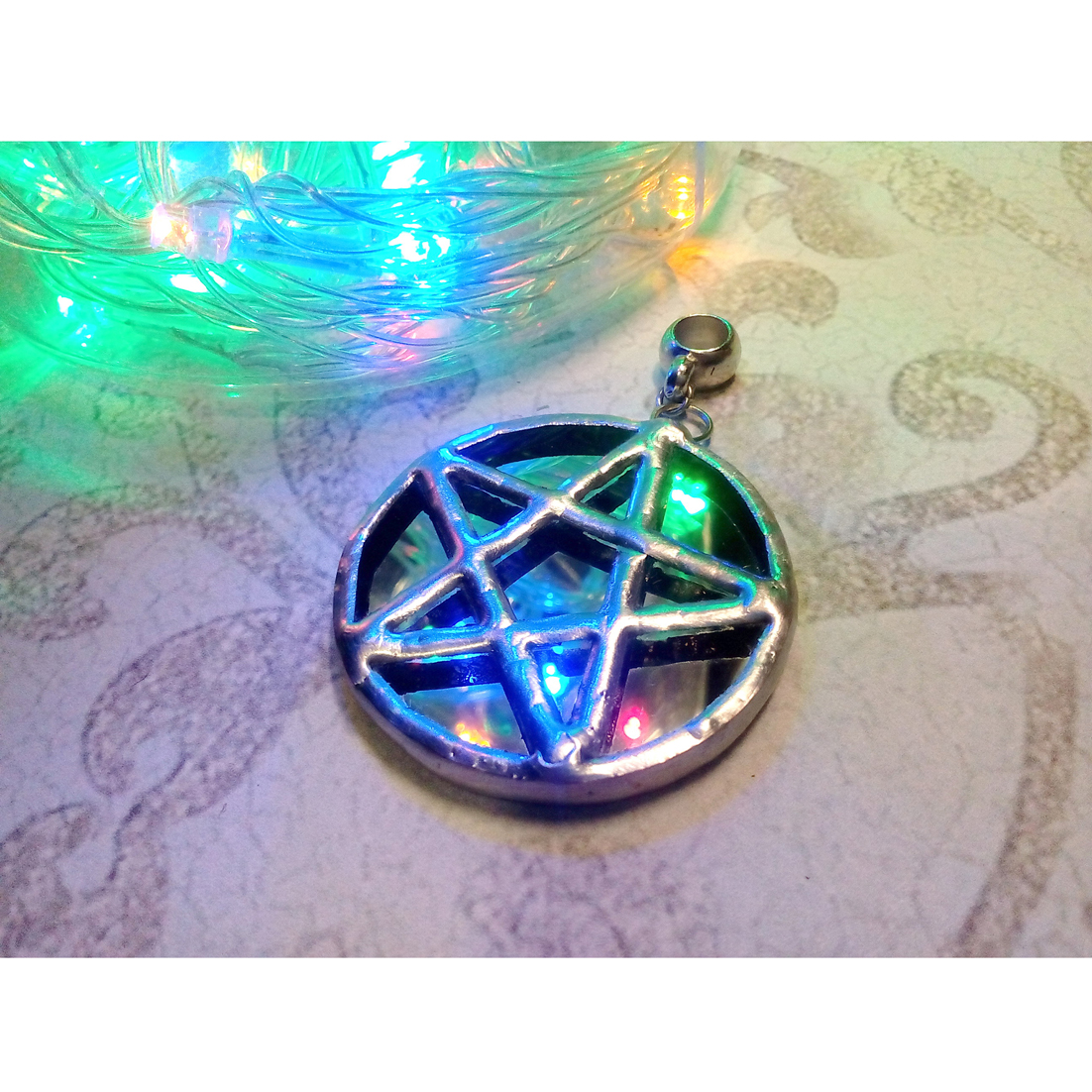 Glass Pentagram pendant, pentacle star necklace, mirror star - Inspire ...