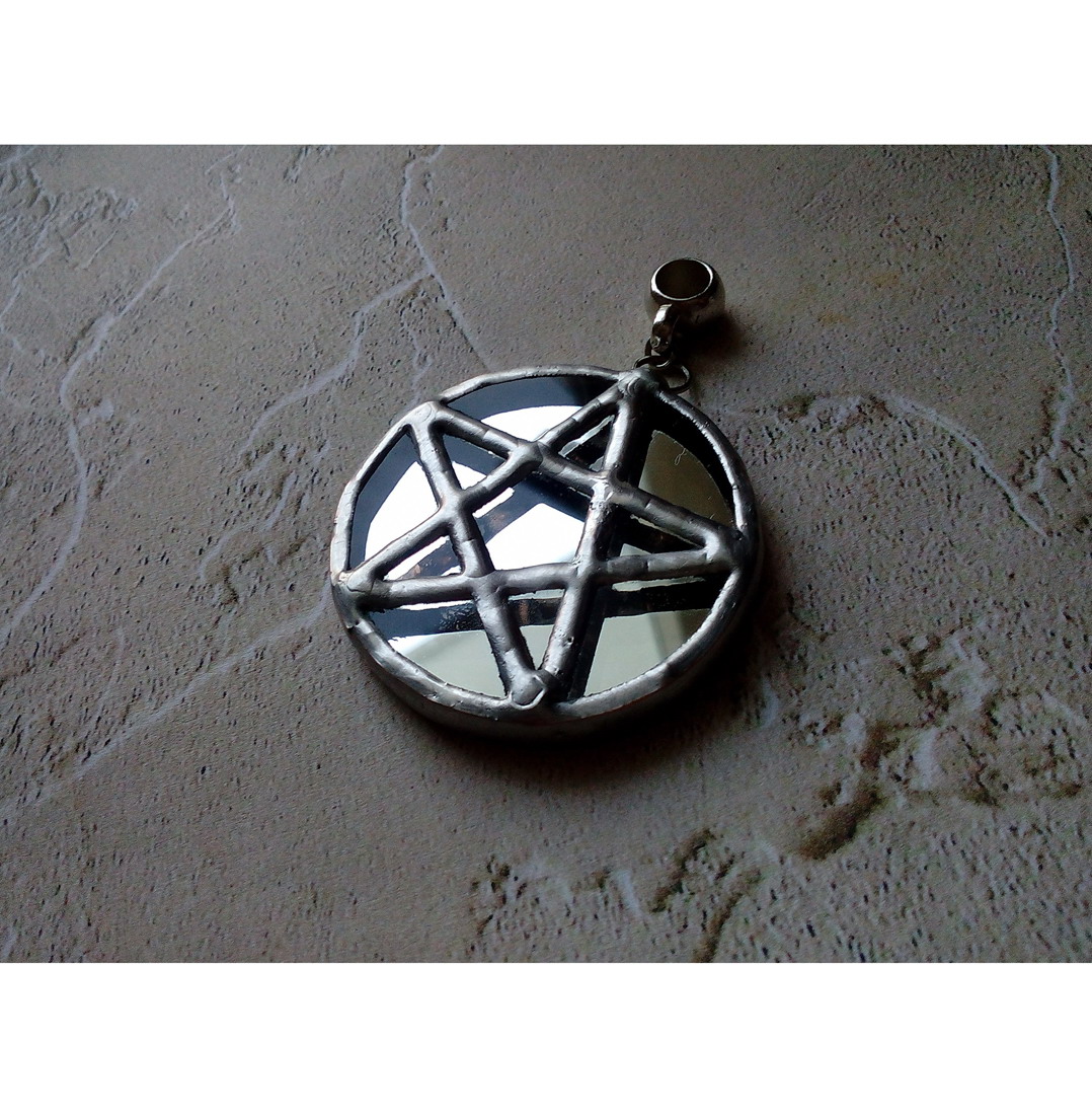 Glass Pentagram pendant, pentacle star necklace, mirror star - Inspire ...