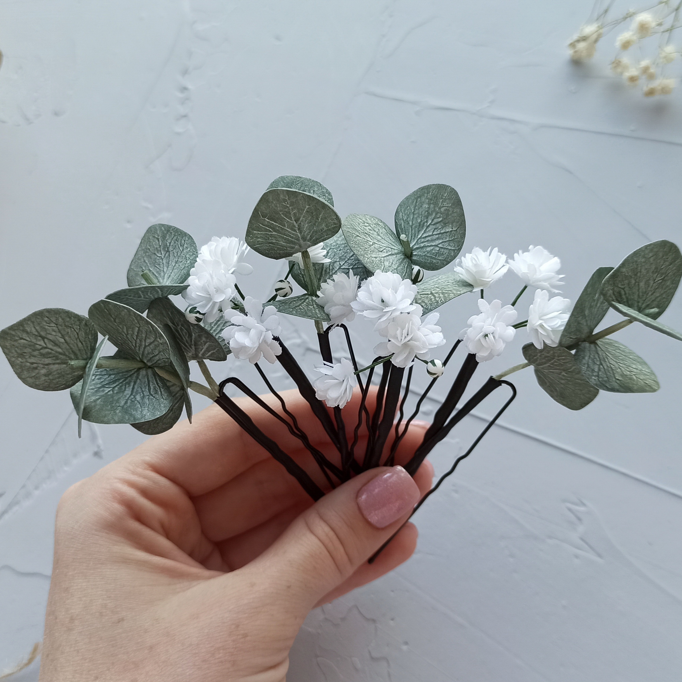 Eucalyptus hair pins terracotta wedding Babys breath hair pi - Inspire ...