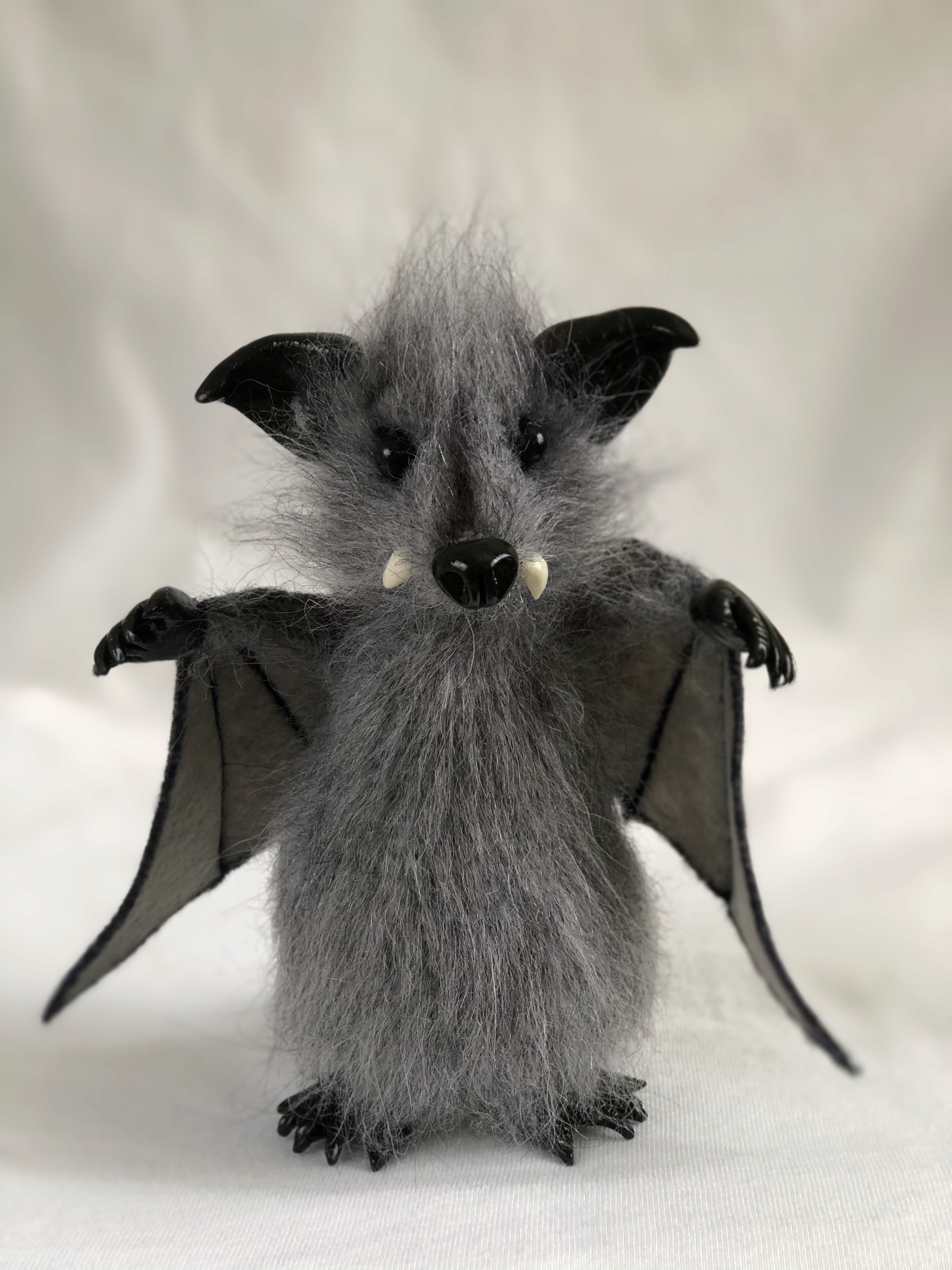 Gray Vampire Bat Toy Bat sculpture Creepy Scary Creature Cut - Inspire ...