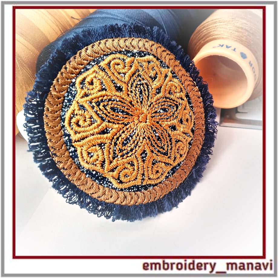 In the hoop embroidery design Brooch with pattern and fringe | Inspire ...