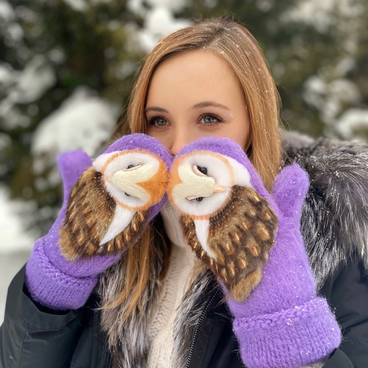 Funny owl mittens made from natural wool. Handknitted warm m - Inspire ...
