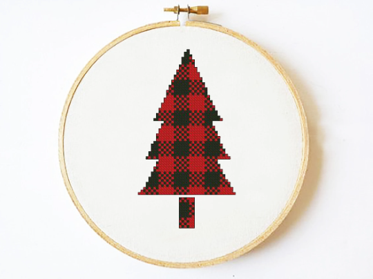 Tiny Christmas tree cross stitch pattern, Cross stitch patte - Inspire ...