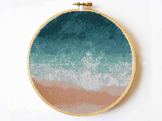 10inch Ocean cross stitch pattern, Modern cross stitch patte - Inspire ...
