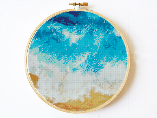 Wave sea cross stitch pattern | Inspire Uplift