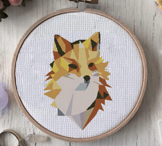Geometric Fox Modern cross stitch pattern Modern embroidery - Inspire ...