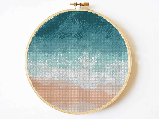 Ocean cross stitch pattern, Landscape cross stitch | Inspire Uplift