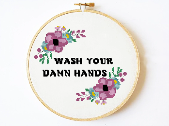 Wash your hands Offensive QUARANTINE Beginner cross stitch, | Inspire ...