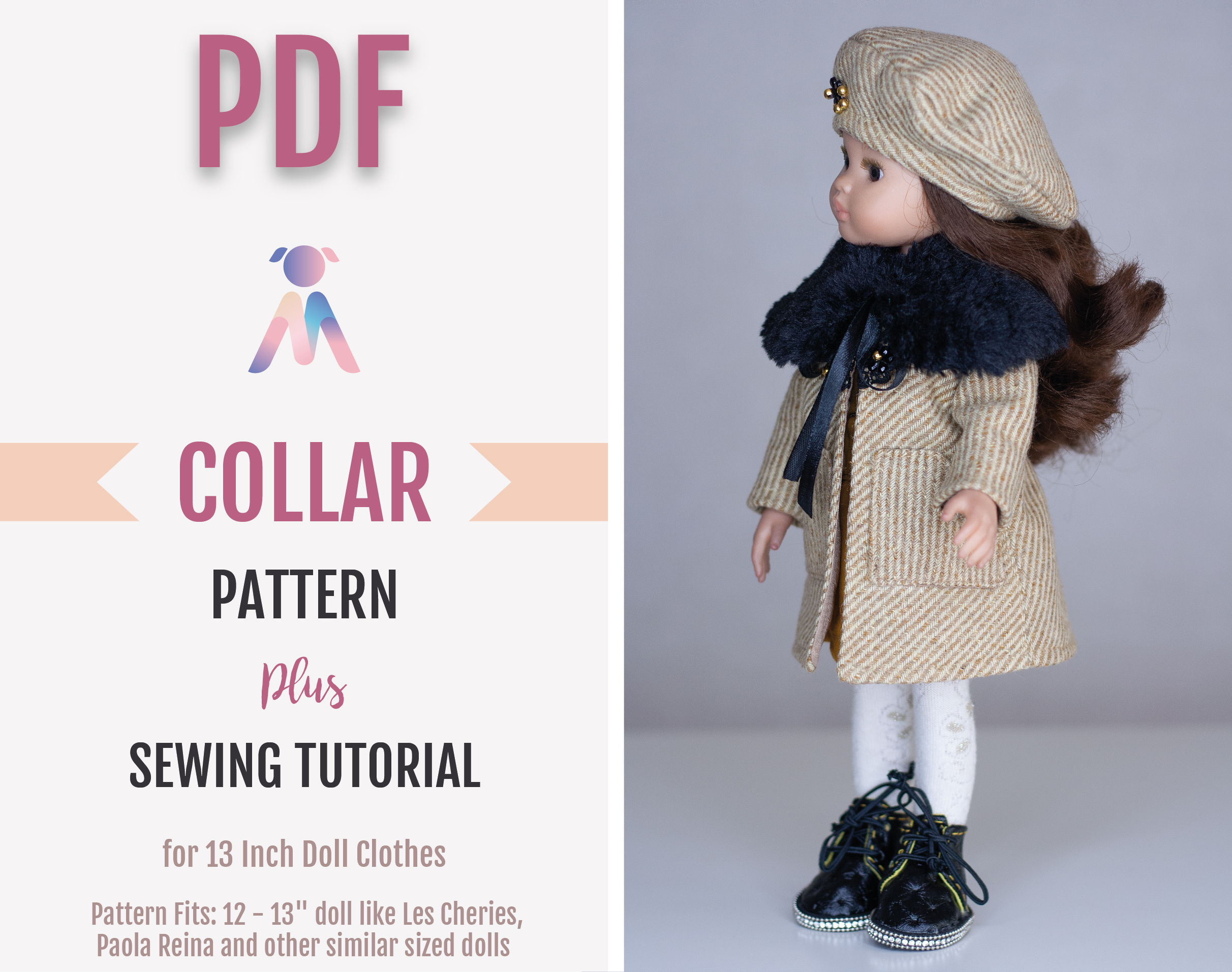 PDF doll clothes COLLAR, Paola Reina clothes pattern, sewing - Inspire ...