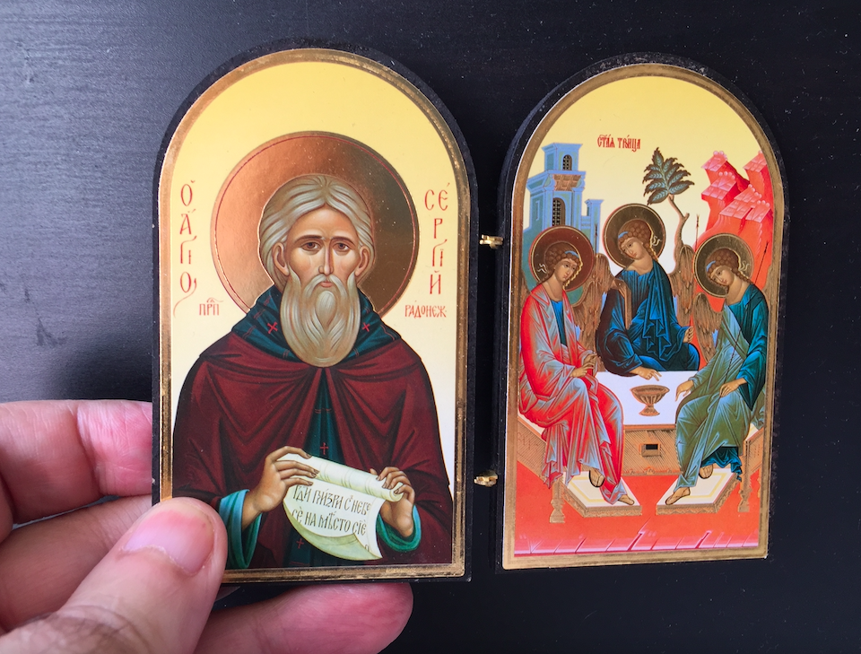 Holy Trinity and Sergius of Radonezh Diptych 23 x 14 cm - Inspire Uplift
