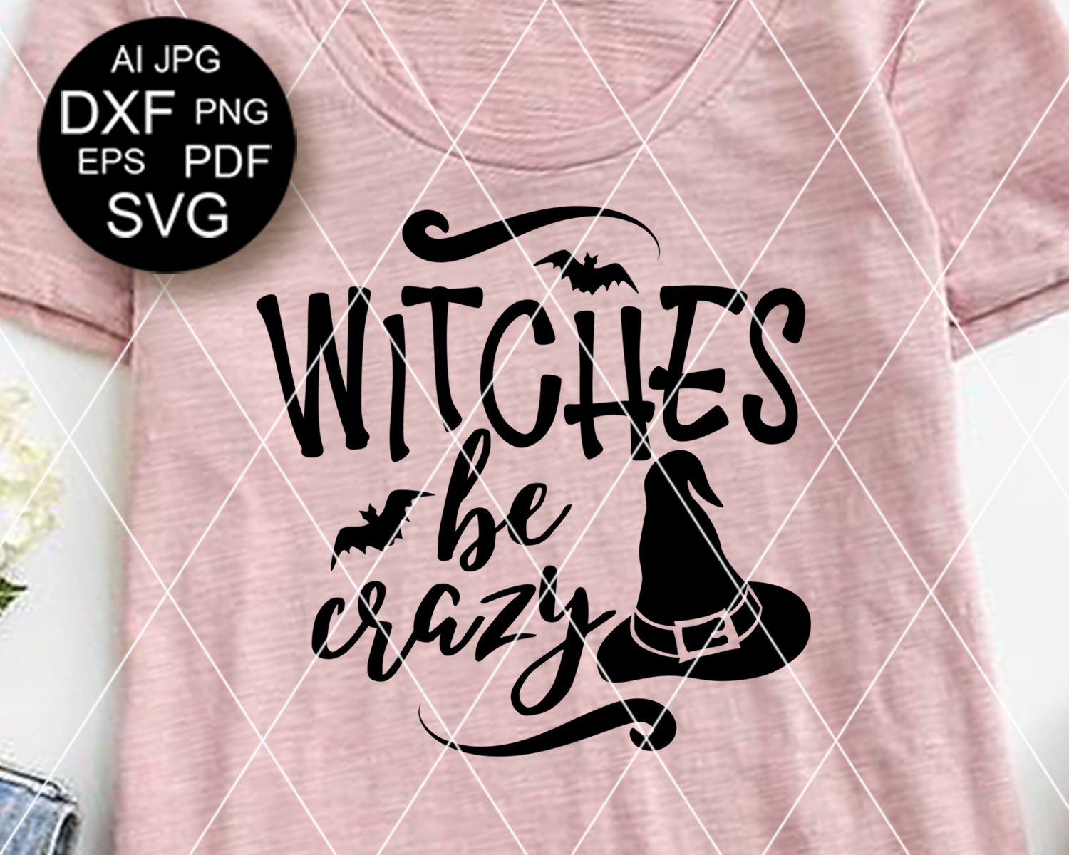 Witches Be Crazy print Witch hat clipart Halloween quote Hum | Inspire ...