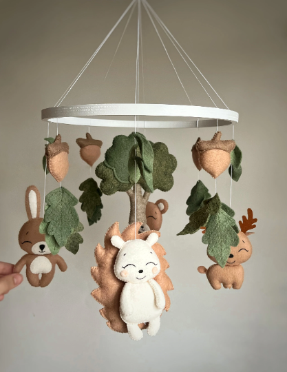 Forest animals mobile, woodland mobile with crescent moon an - Inspire ...