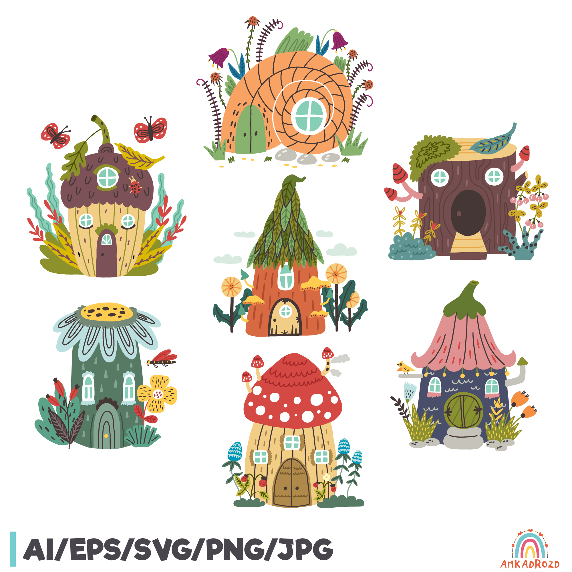 Fantasy Forest Gnome House Clipart | Vector art | Anka Drozd | Inspire ...