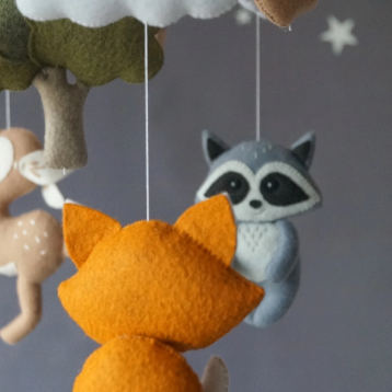 Forest animal mobile for woodland nursery. Fox, Bambi, Racco - Inspire ...