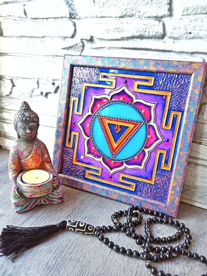 Hand painted Shakti yantra Sacred geometry Yoga Spiritual - Inspire Uplift