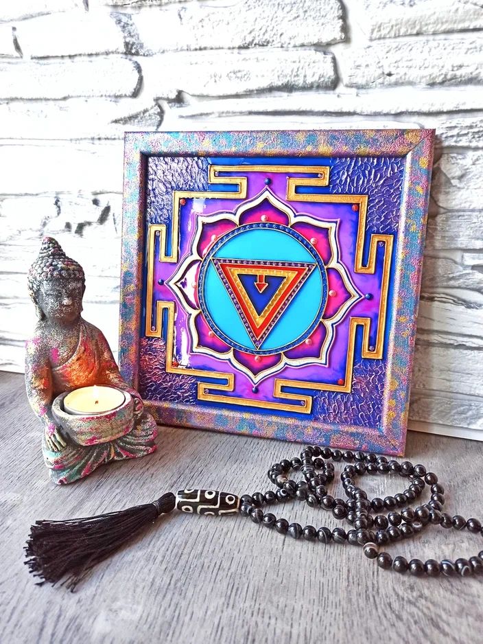 Hand painted Shakti yantra Sacred geometry Yoga Spiritual - Inspire Uplift