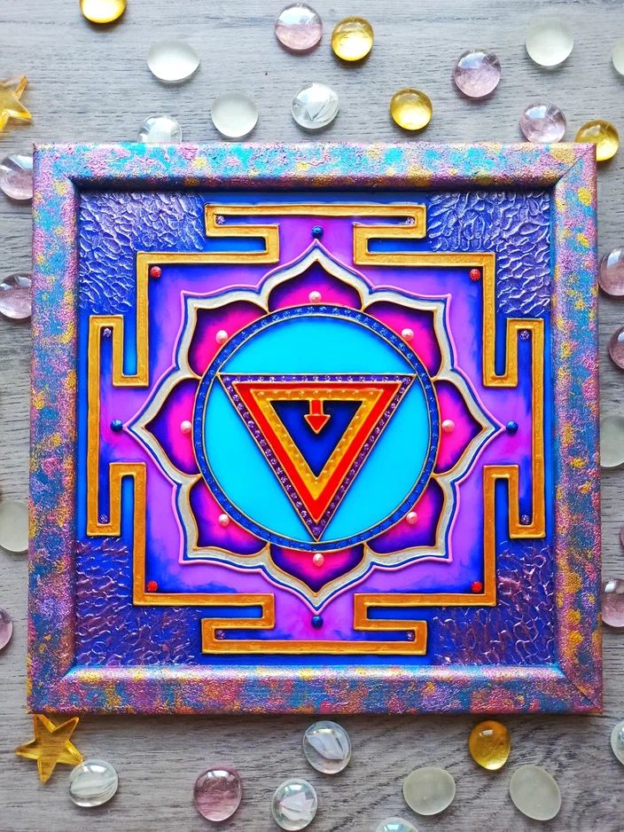 Hand painted Shakti yantra Sacred geometry Yoga Spiritual - Inspire Uplift