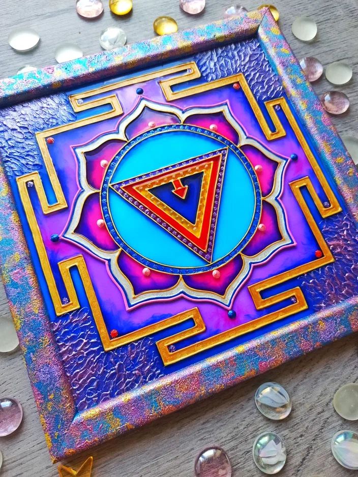 Hand painted Shakti yantra Sacred geometry Yoga Spiritual - Inspire Uplift