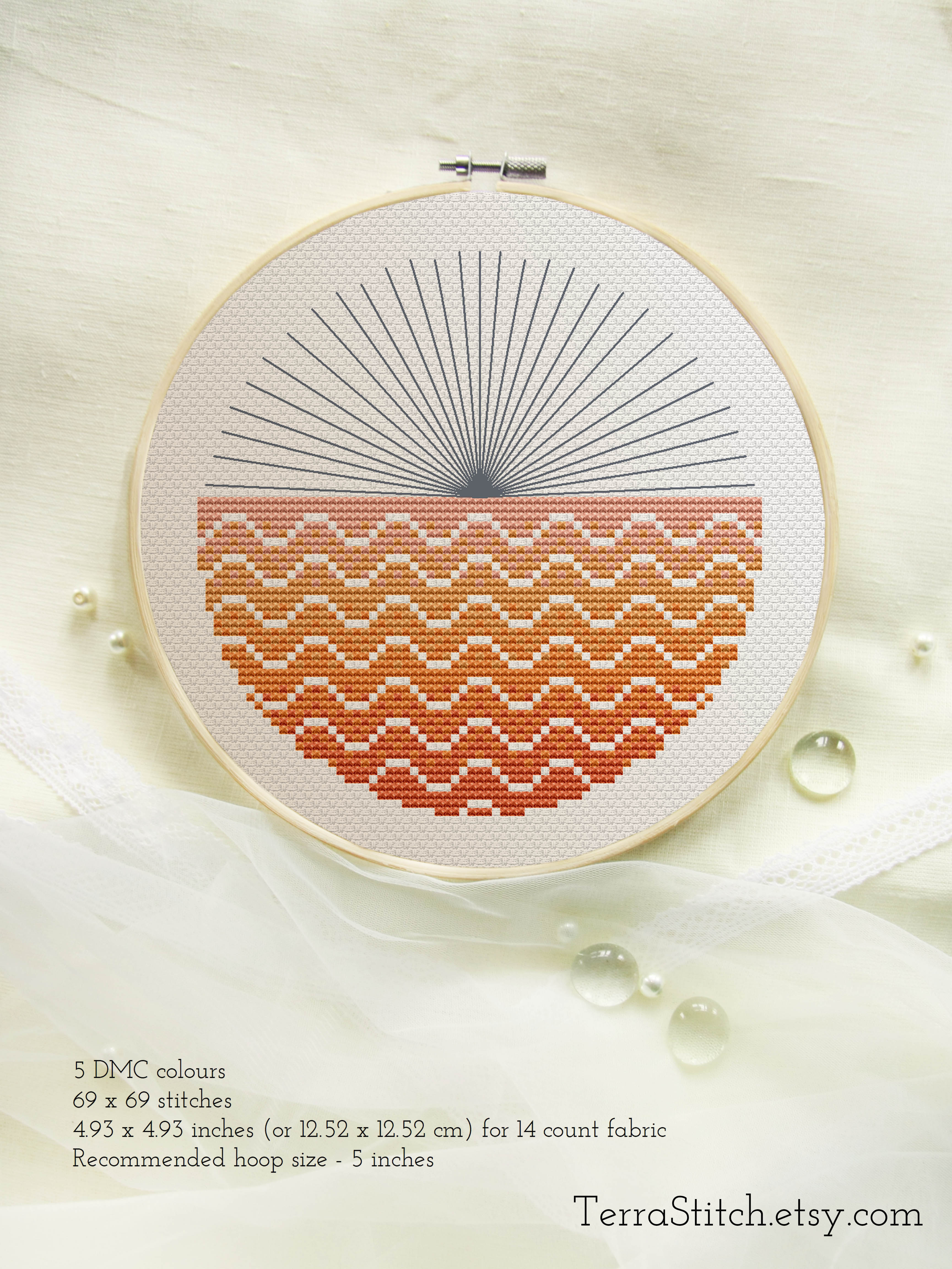 Boho sun cross stitch pattern Modern cross stitch PDF Abstra - Inspire ...