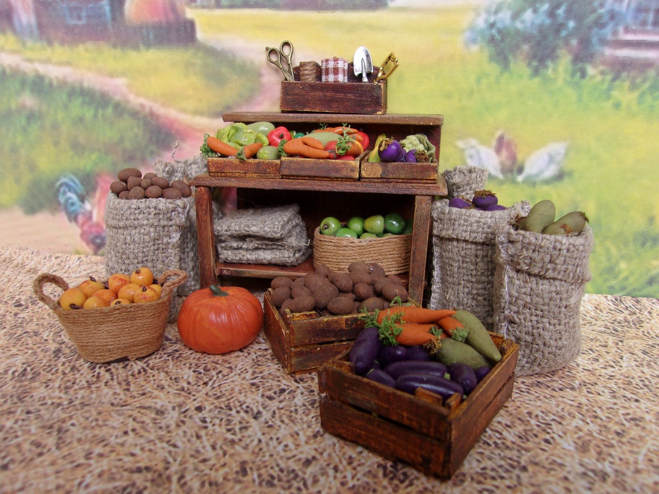Autumn harvest. A table with a harvest.1:12 scale. - Inspire Uplift