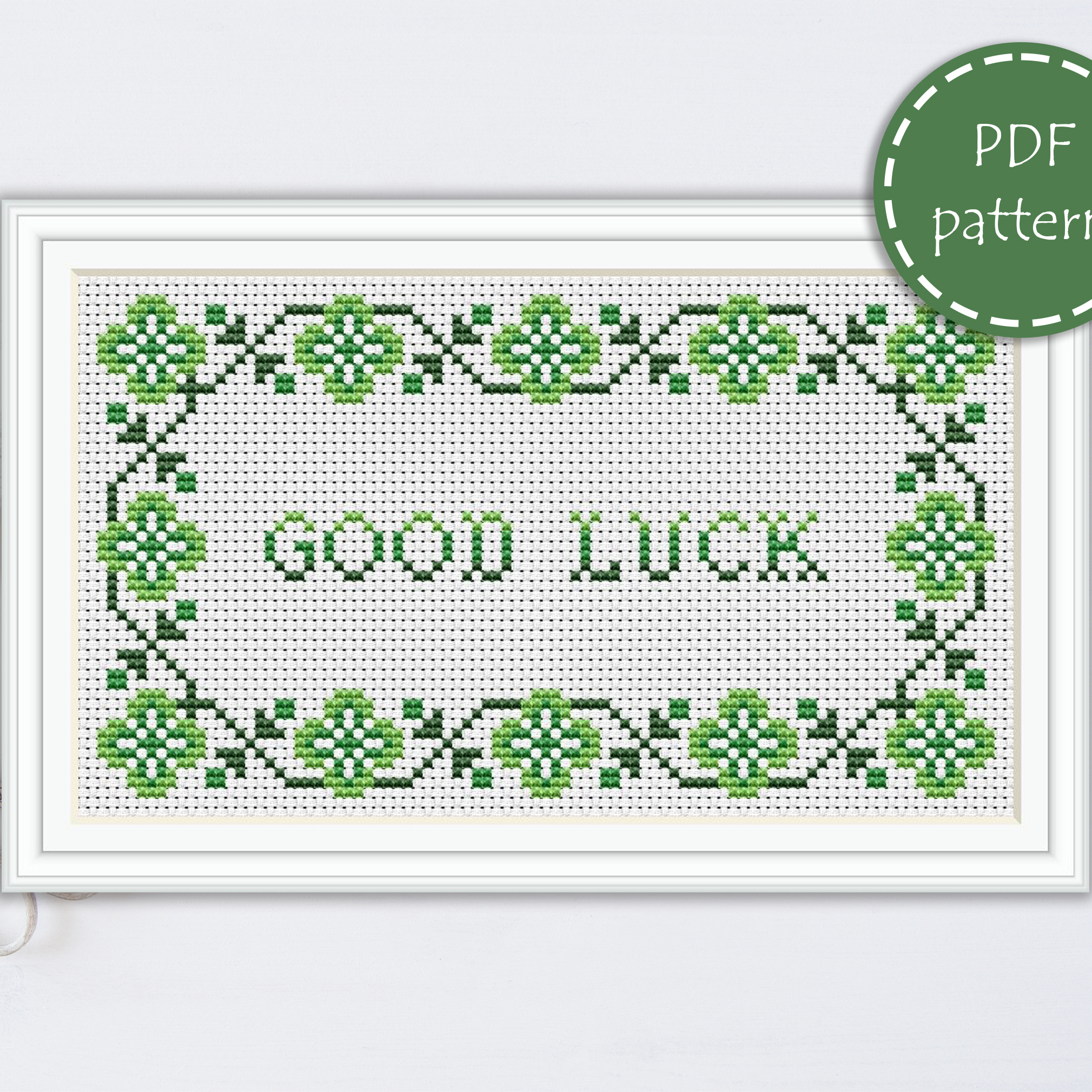 LP0140 Clover cross stitch pattern for begginer - Shamrock g | Inspire ...