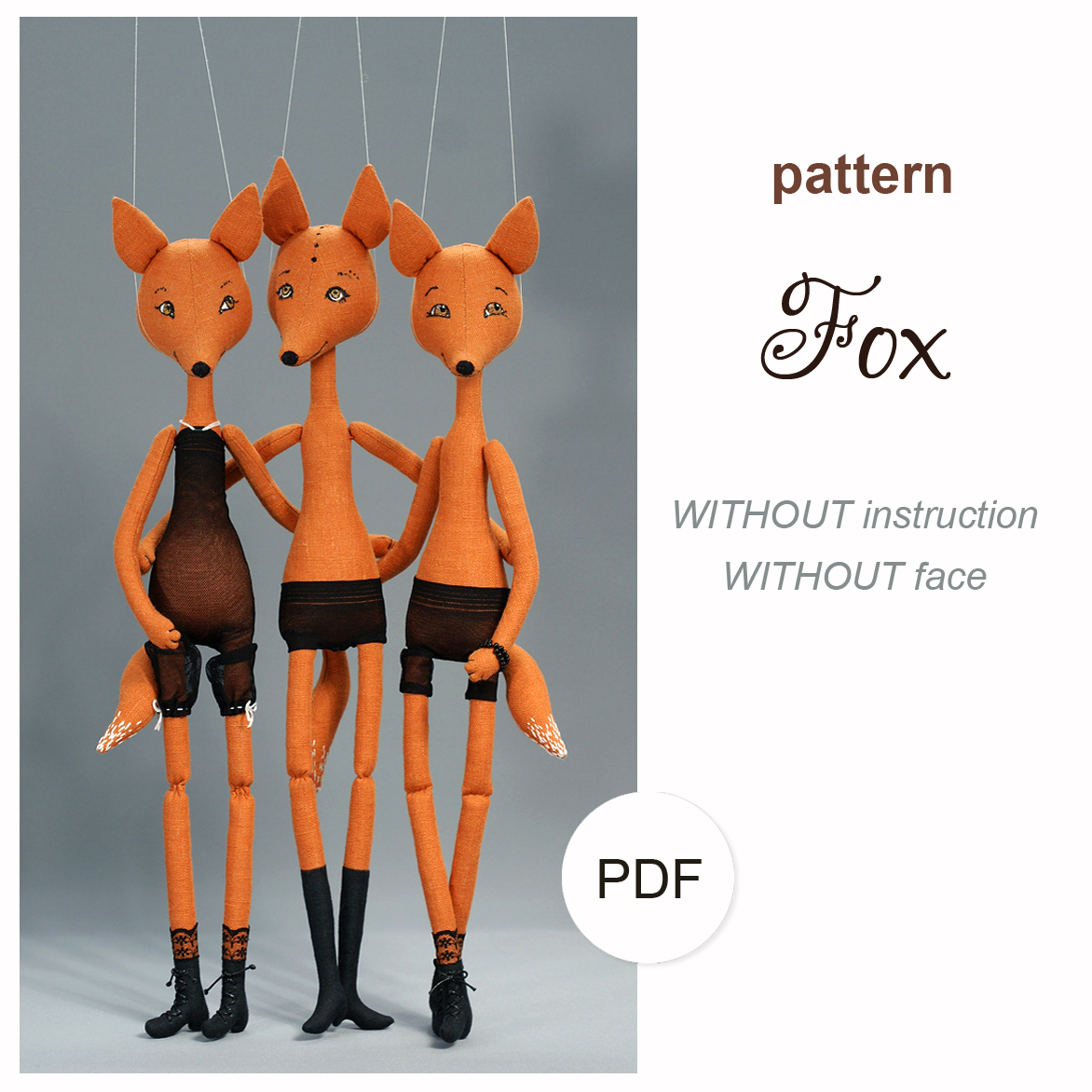 Doll Fox pattern WITHOUT instruction. DIY stuffed doll fox. - Inspire Uplift