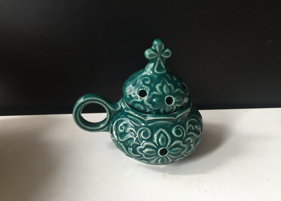 Handmade Ceramic Thurible with lid - Glazed green censer - - Inspire Uplift