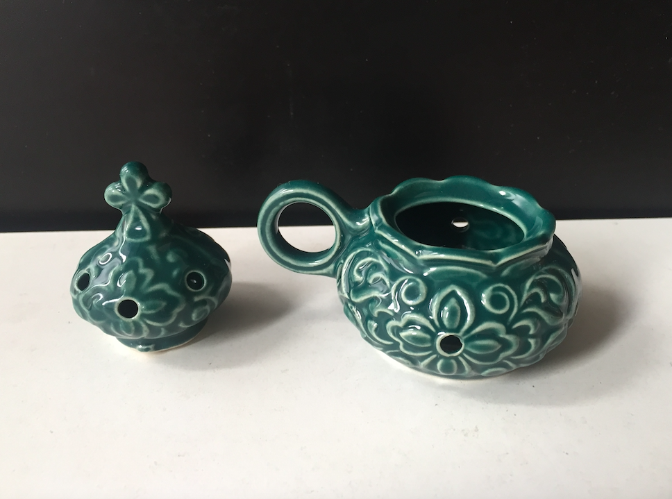 Handmade Ceramic Thurible with lid - Glazed green censer - - Inspire Uplift