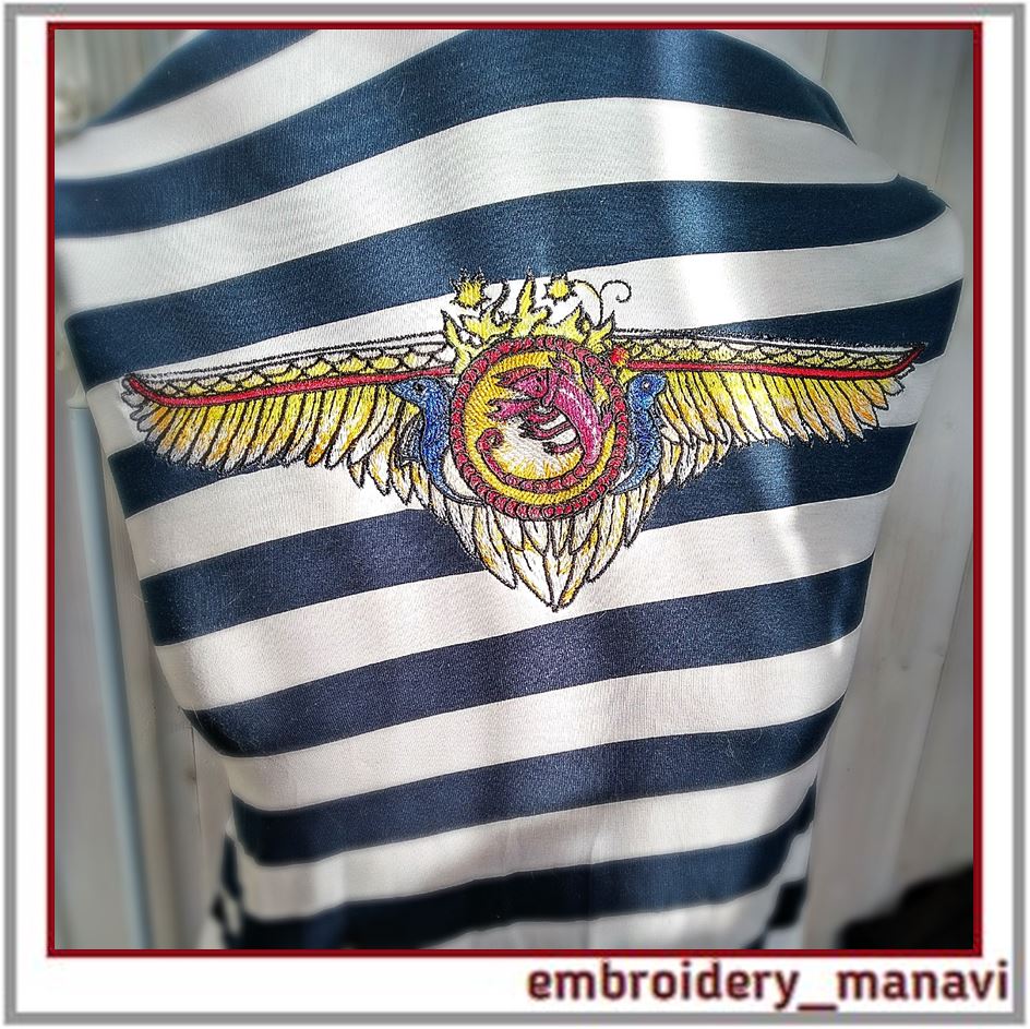 Embroidery design wings, sun, marine life and sea animals. - Inspire Uplift