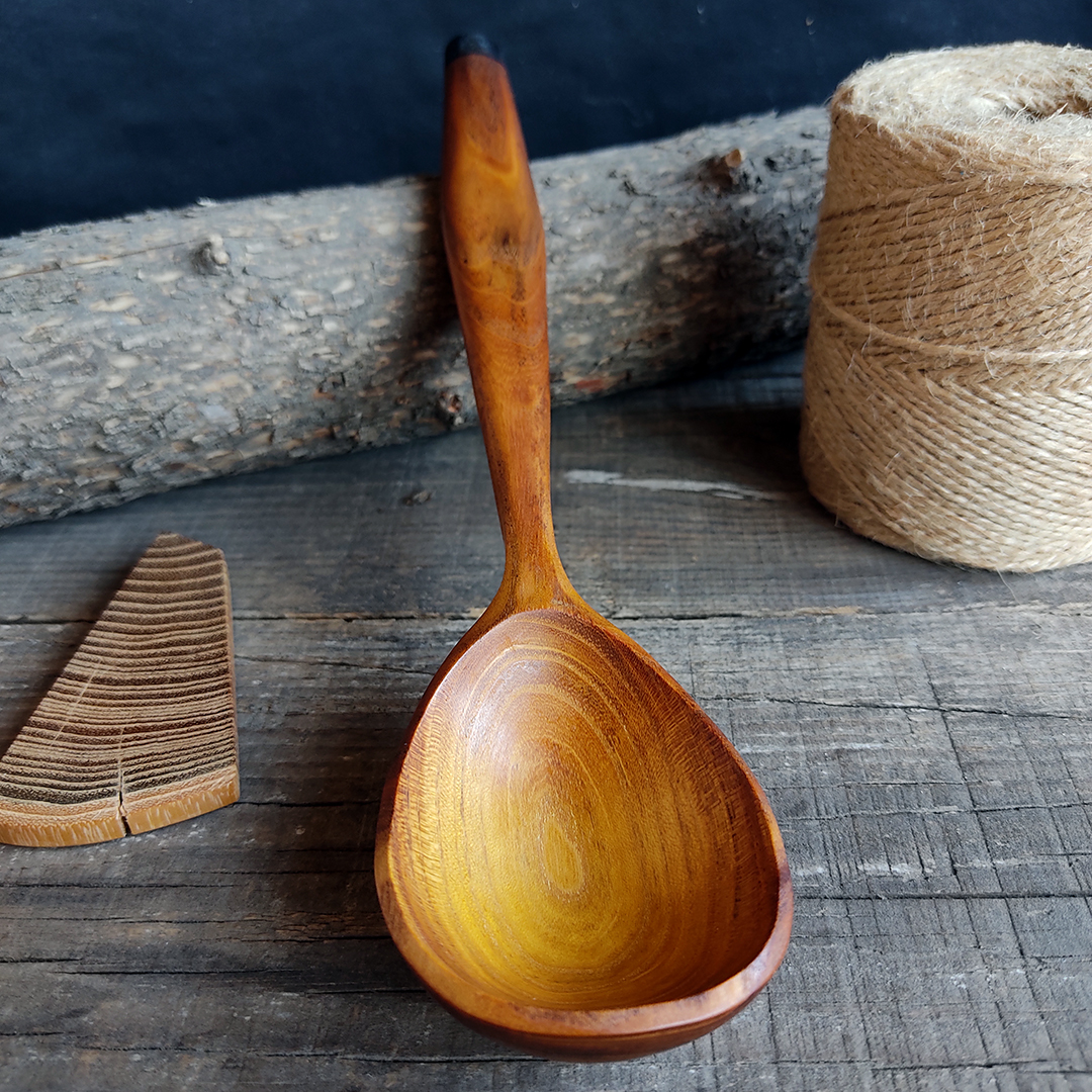 Handmade wooden serving spoon in mulberry wood - Inspire Uplift